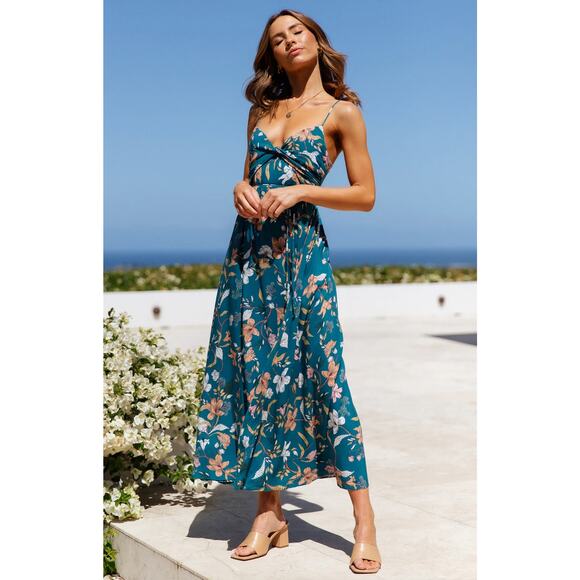 Hello Molly | Dresses | Hello Molly Teal Floral Maxi Dress | Poshmark